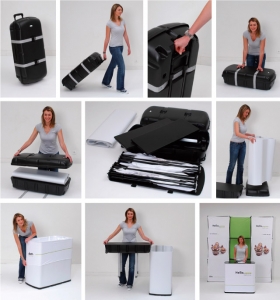 La valise et comptoir Hello XPress, la valise pour votre stand